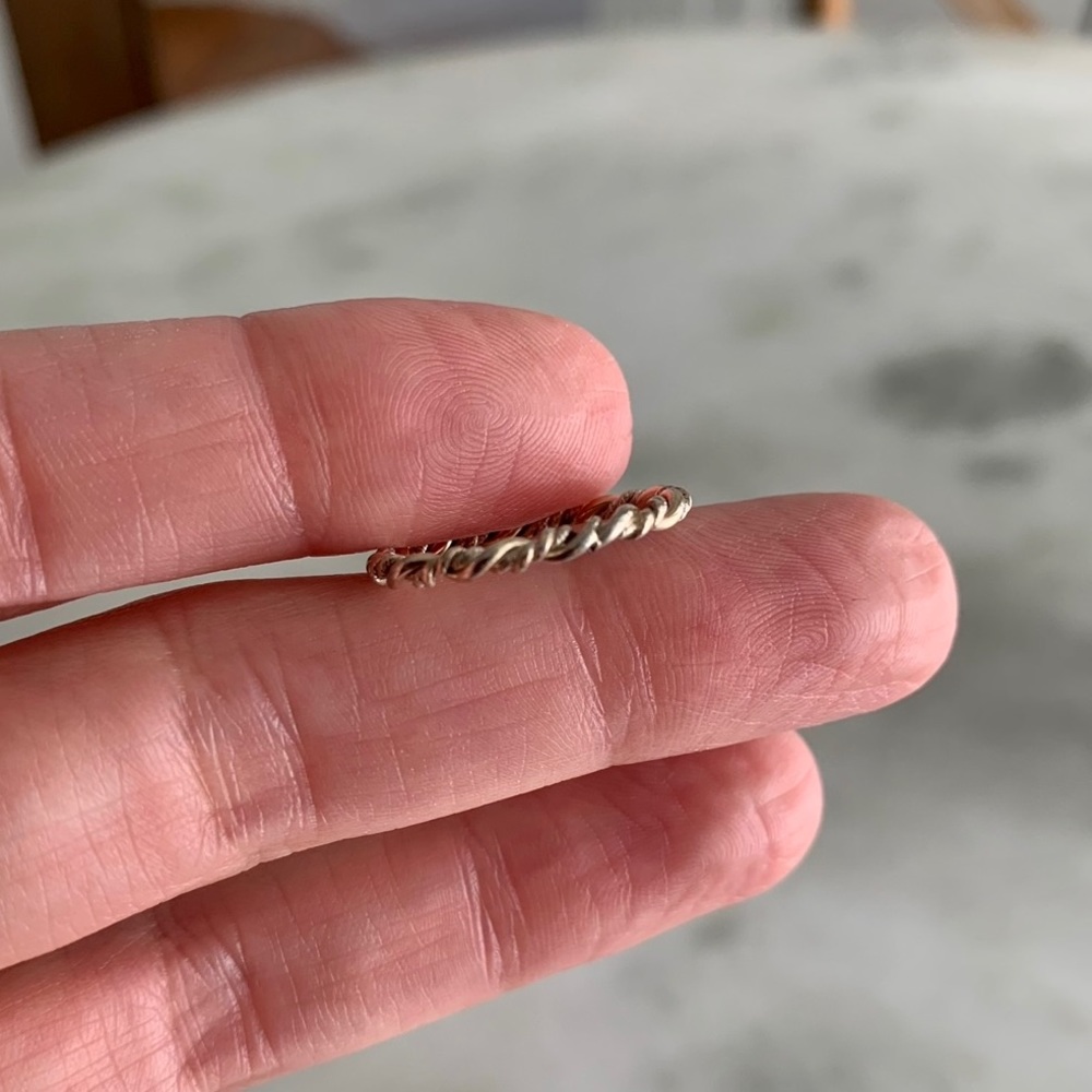 Sterling Silver Twisted Ring - Gem